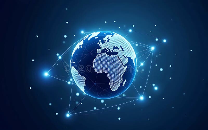 A Low-poly Globe with Digital Lines Connecting Various Points ...