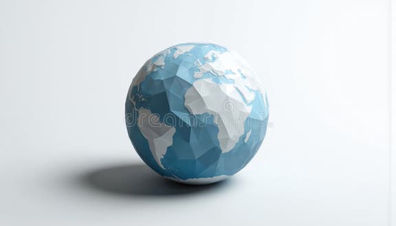 Low Poly Globe Illustration Features Continents in White, Oceans in ...