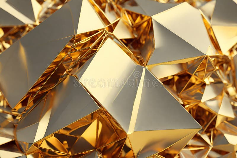 Low Poly Gold Construction. Abstract Polygonal Shape Stock Illustration ...