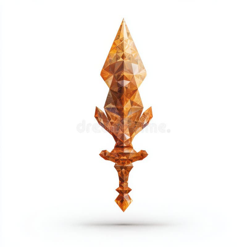 Low Poly Golden Sword on White Background Stock Illustration ...