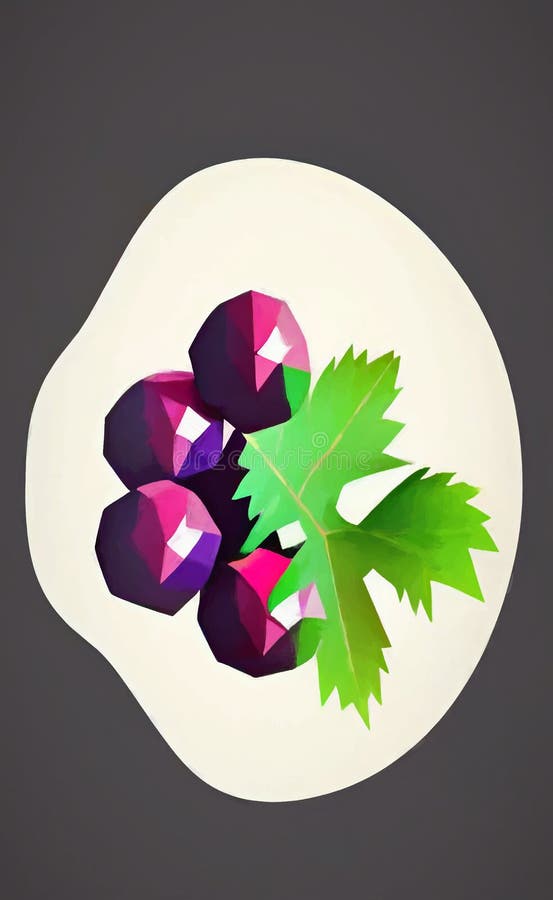 Low Poly Grapes - Stylized Digital Art Stock Illustration ...