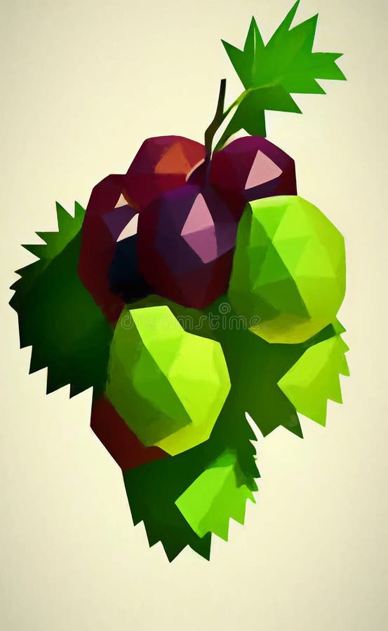 Low Poly Grapes - Stylized Digital Art Stock Illustration ...