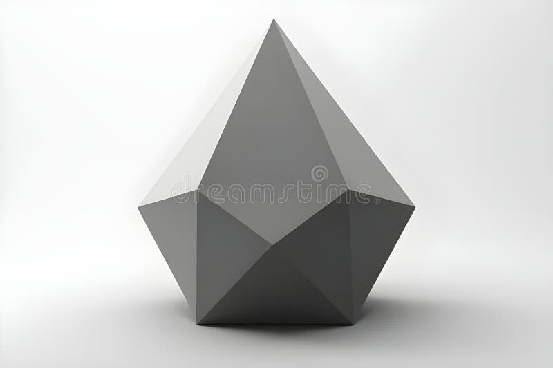 Gray Polygonal Diamond Shape Standing on White Background Stock ...