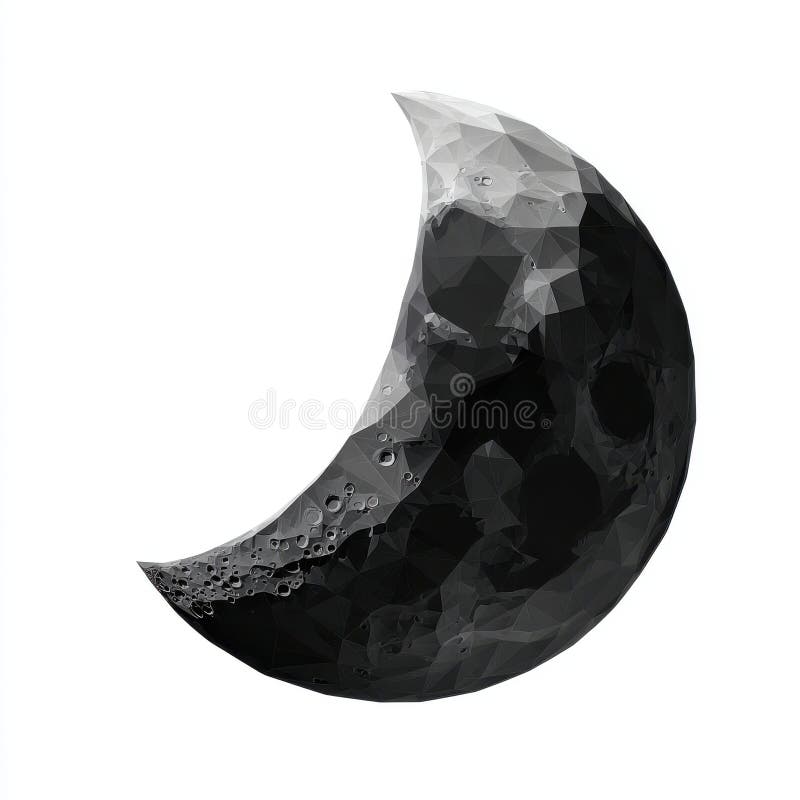 Low Poly Grayscale Crescent Moon Illustration Stock Illustration ...