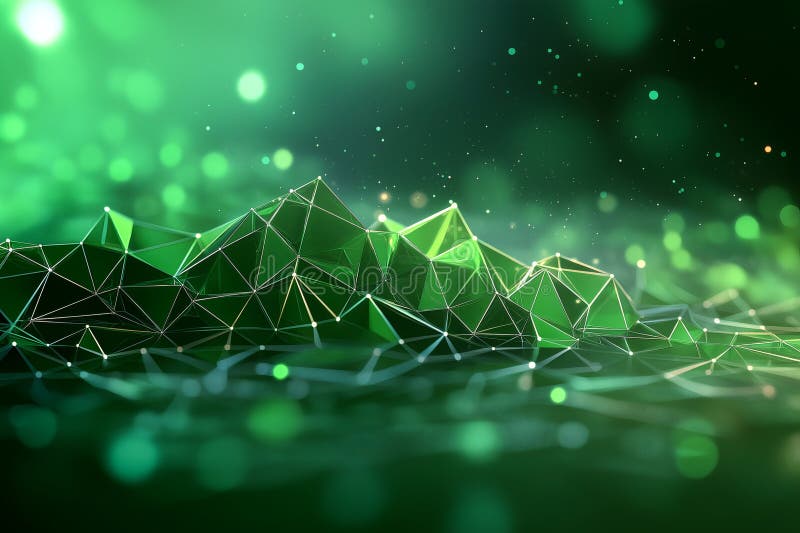Low Poly Green Geometric Shapes Create Vibrant Abstract Landscape ...