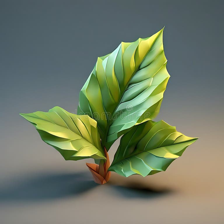 Low Poly Green Leaves on a Gray Background Stock Illustration ...