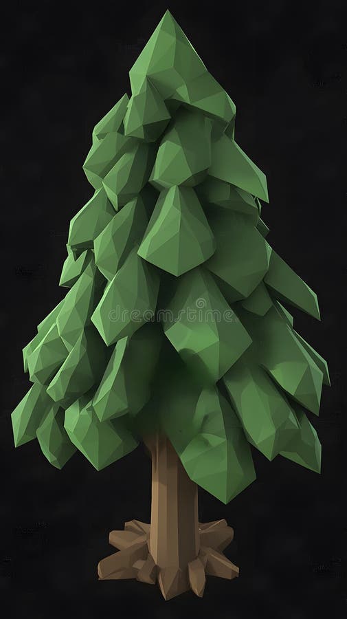 Low-poly Green Tree with Textured Leaves Stock Illustration ...