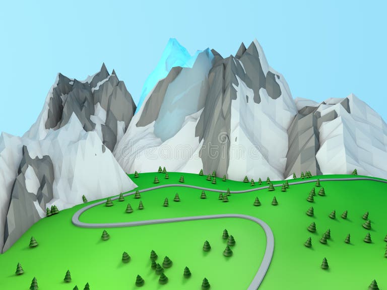 Low poly green valley stock illustration. Illustration of polygonal ...