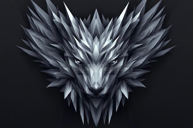 Low-poly Grey Wolf Head, Fierce Expression, Dark Background, Sharp ...