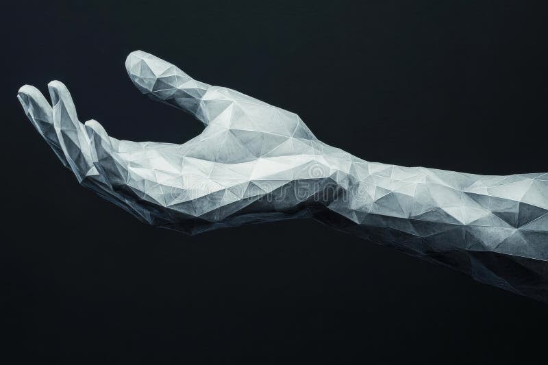 Low Poly Hand Reaching Out, a Digital Sculpture of Human Connection ...