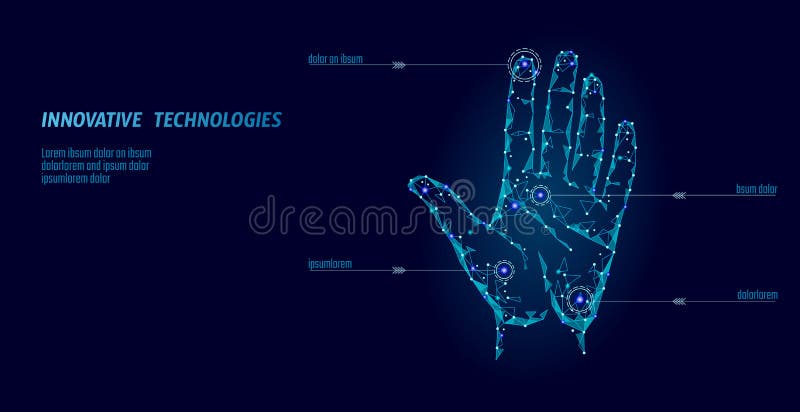Low Poly Hand Scan Cyber Security. Personal Identification Fingerprint ...