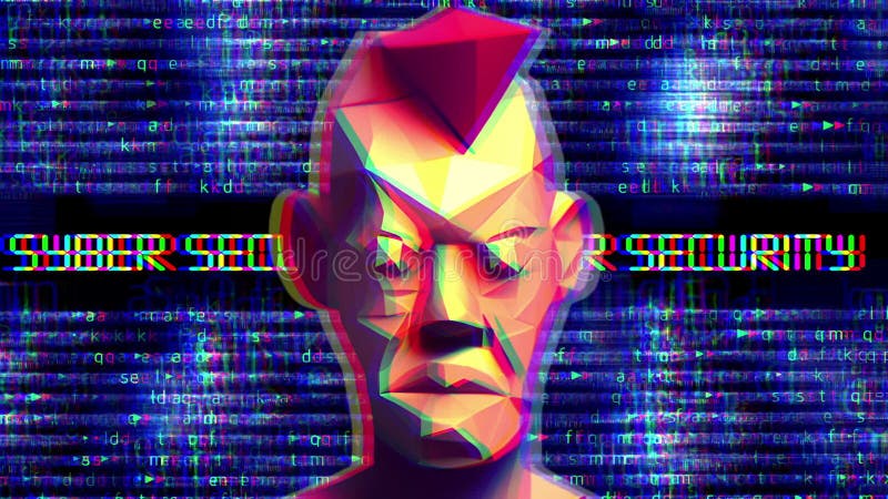 Low Poly Head Against Syber Security Background Stock Video - Video of ...