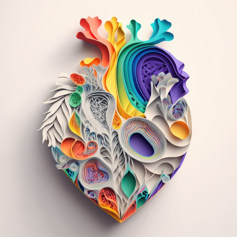 Low Poly Heart Art with Rainbow Colors Stock Illustration ...