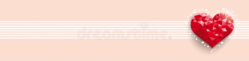 Low Poly Heart Paper Banner Header Stock Vector - Illustration of pink ...