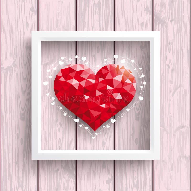 Low Poly Heart Valentines Vector Symbol for Love with Red and Pink ...