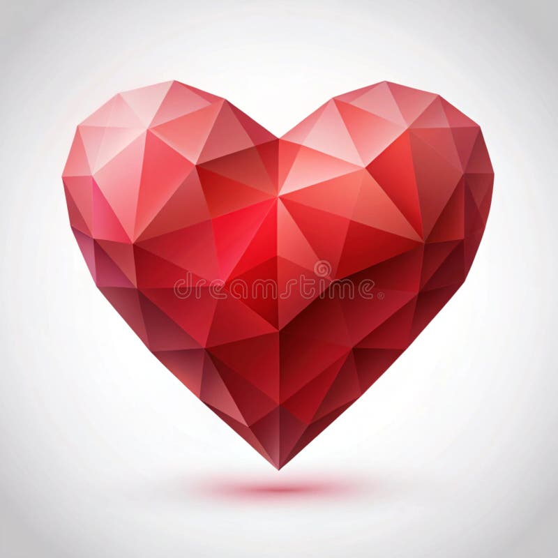 Low Poly Heart Symbol Isolated Stock Illustration - Illustration of ...