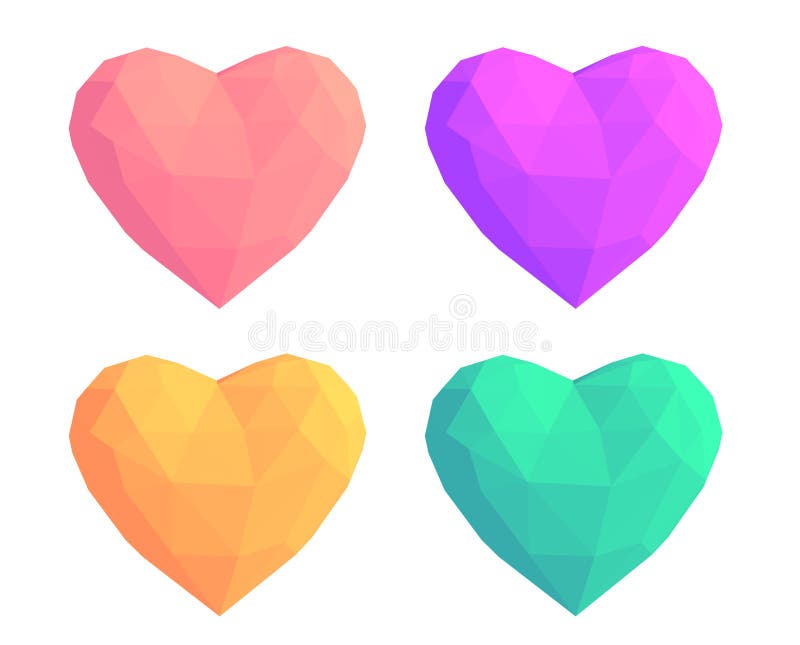 Low Poly Hearts stock illustration. Illustration of green - 54994025