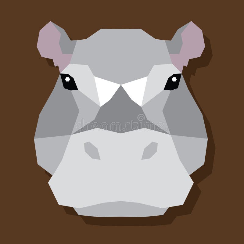 Low Poly Hippo Head Front. Vector Stock Vector - Illustration of exotic ...