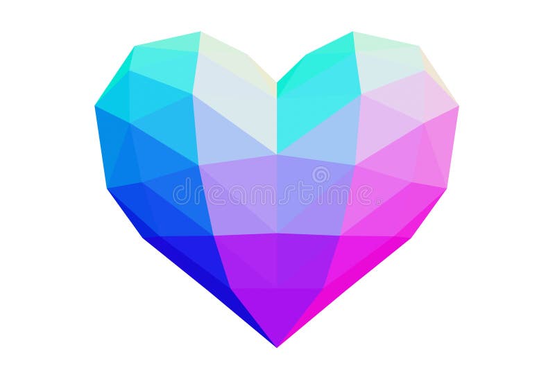 A Low Poly Holographic Heart Stock Image - Illustration of polygonal ...