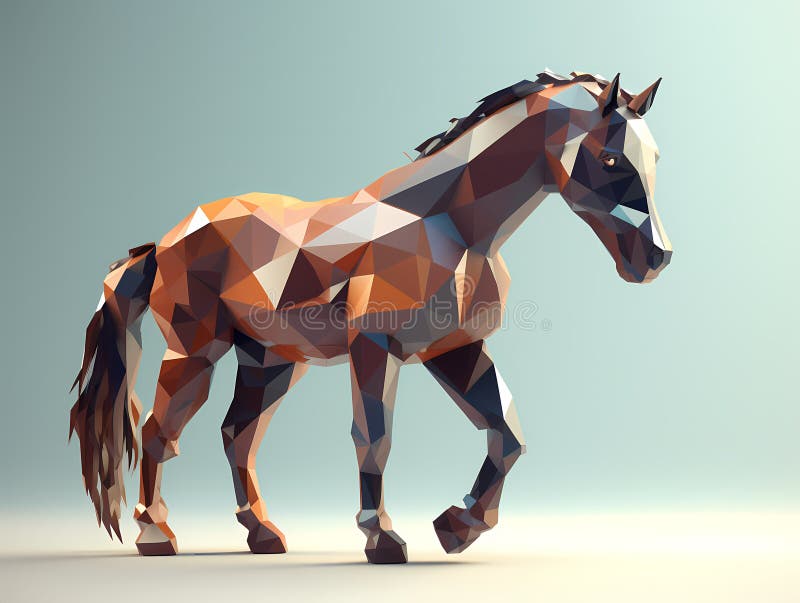 Low Poly Horse on a Light Background, AI Generated Stock Illustration ...
