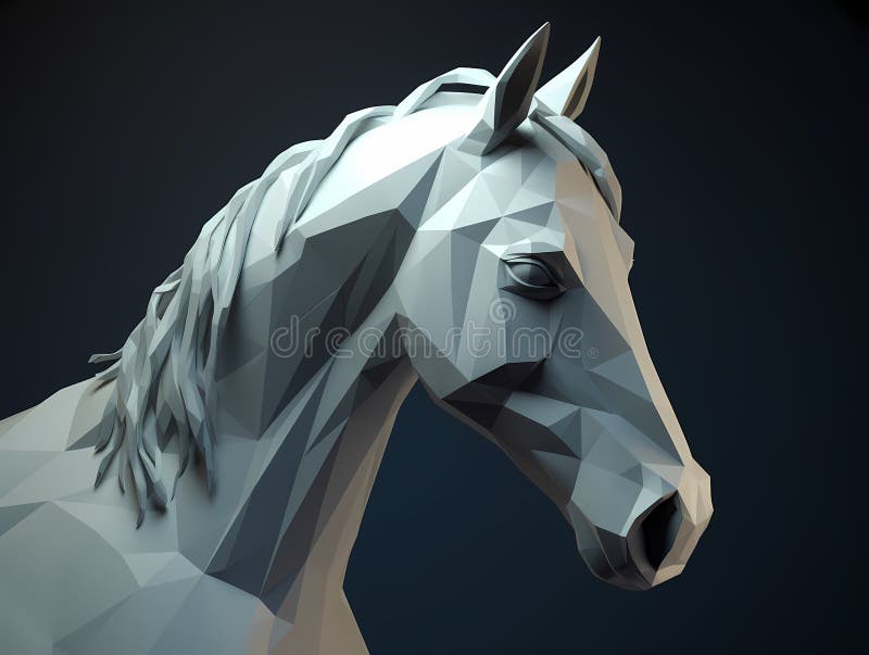 Low Poly Horse Portrait, AI Generated Stock Illustration - Illustration ...