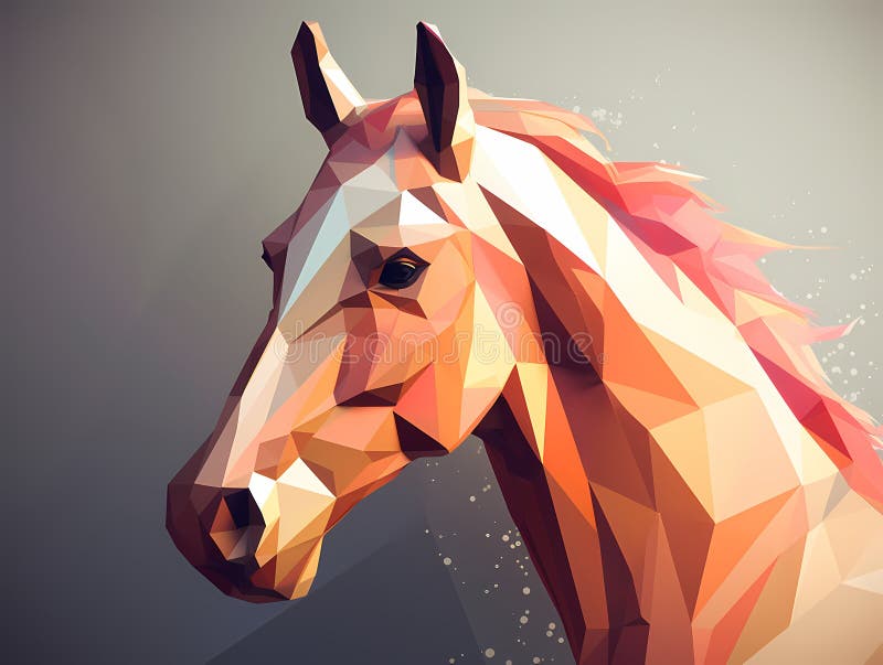 Low Poly Horse Portrait, AI Generated Stock Image - Image of wildlife ...