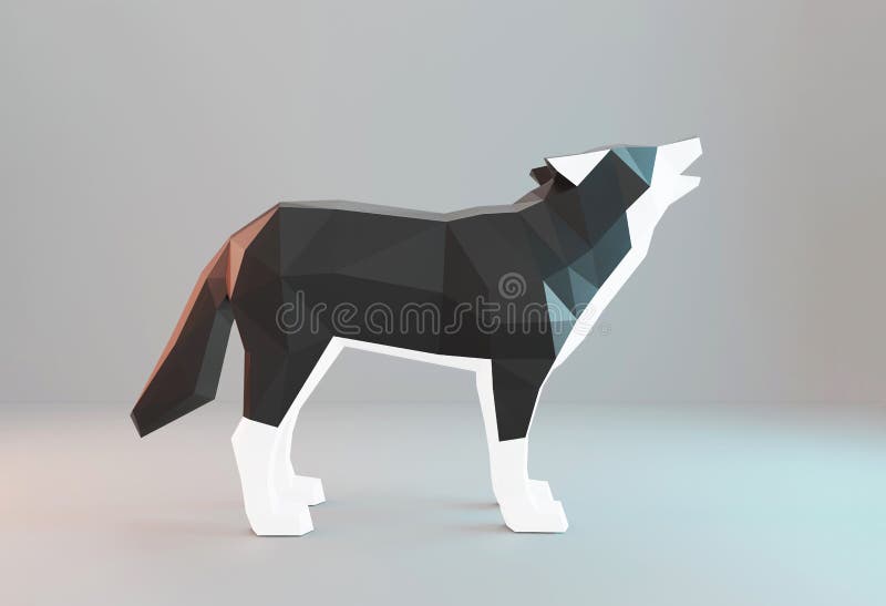 Low Poly Howling Wolf, Polygonal Animal Stock Illustration ...