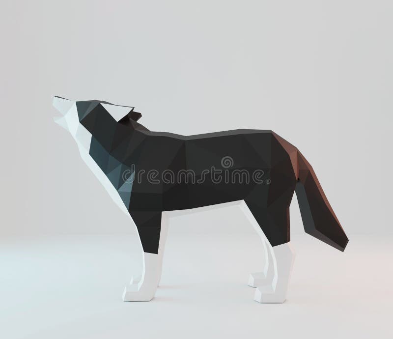 Low poly howling wolf stock illustration. Illustration of polygonal ...