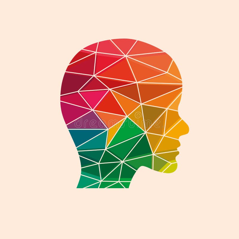 Low Poly Human Head on the White Background Stock Illustration ...