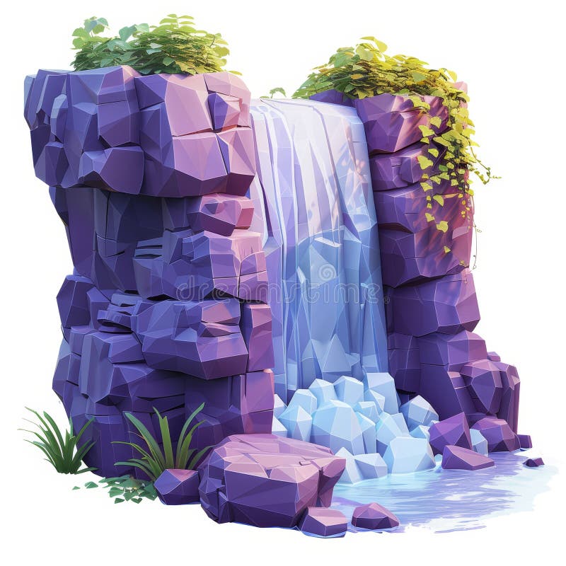 Low Poly Hydroelectric Power Generation Waterfall for Eco Environmental ...