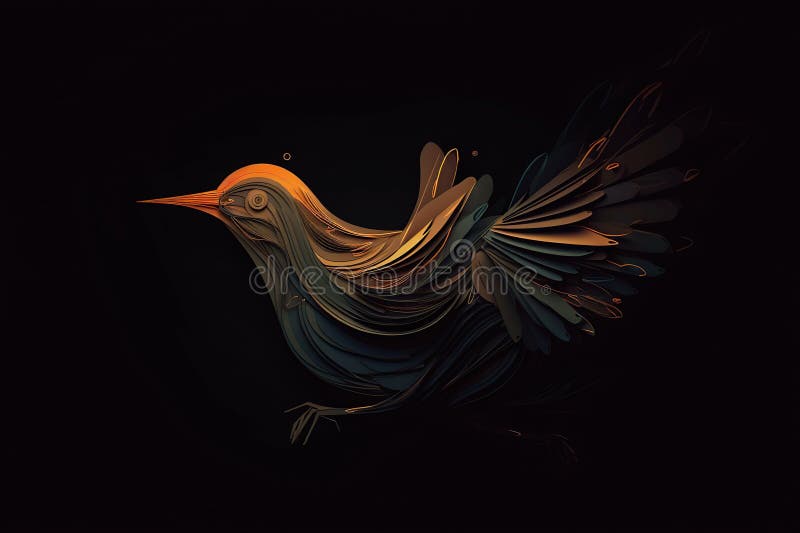 Futuristic Glowing Low Poly Flying Bird, Abstract Dark Bird Isolated on ...