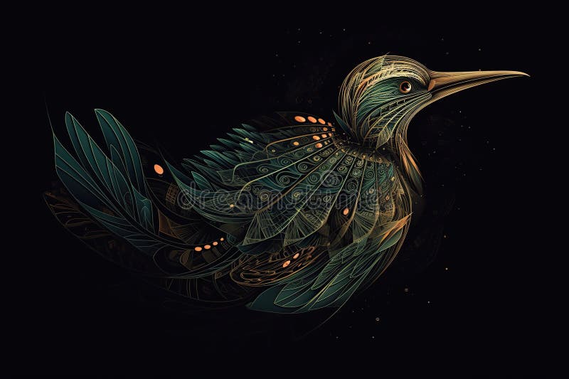 Futuristic Glowing Low Poly Flying Bird, Abstract Dark Bird Isolated on ...