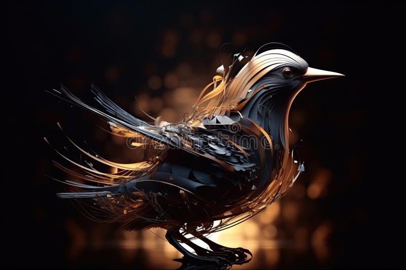 Futuristic Glowing Low Poly Flying Bird, Abstract Dark Bird Isolated on ...