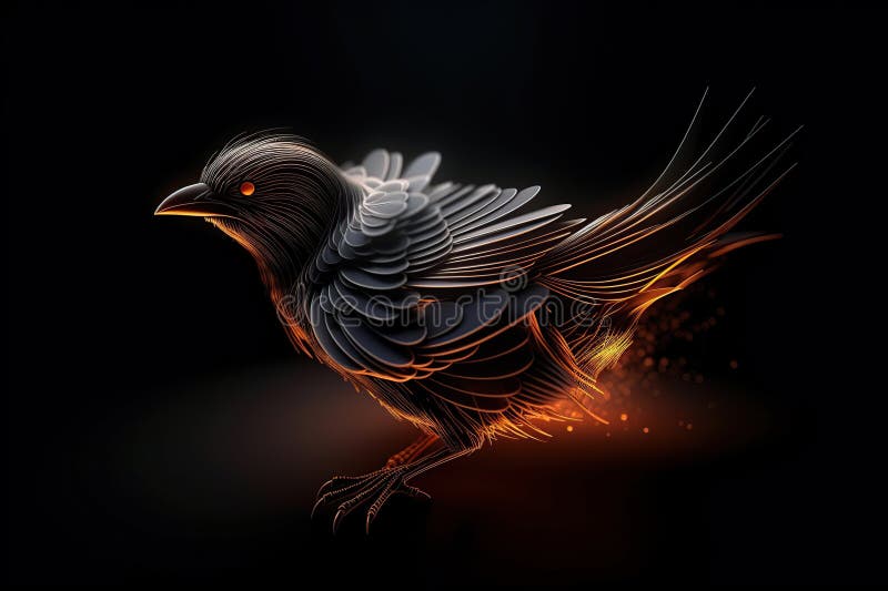 Futuristic Glowing Low Poly Flying Bird, Abstract Dark Bird Isolated on ...