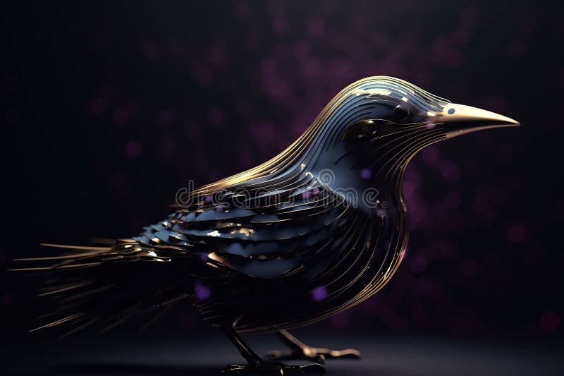 Futuristic Glowing Low Poly Flying Bird, Abstract Dark Bird Isolated on ...
