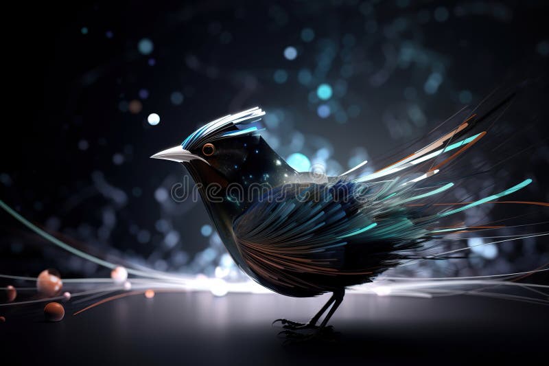 Futuristic Glowing Low Poly Flying Bird, Abstract Dark Bird Isolated on ...