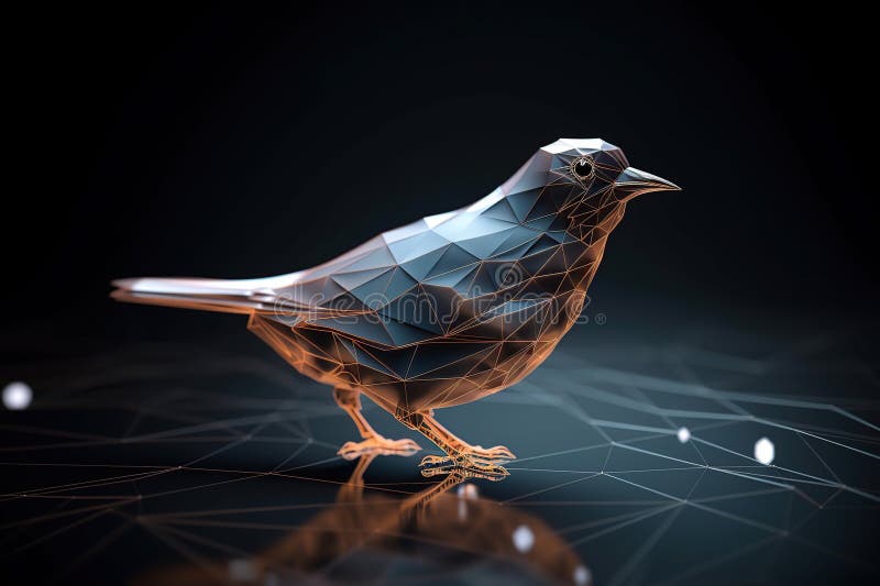 Futuristic Glowing Low Poly Flying Bird, Abstract Dark Bird Isolated on ...
