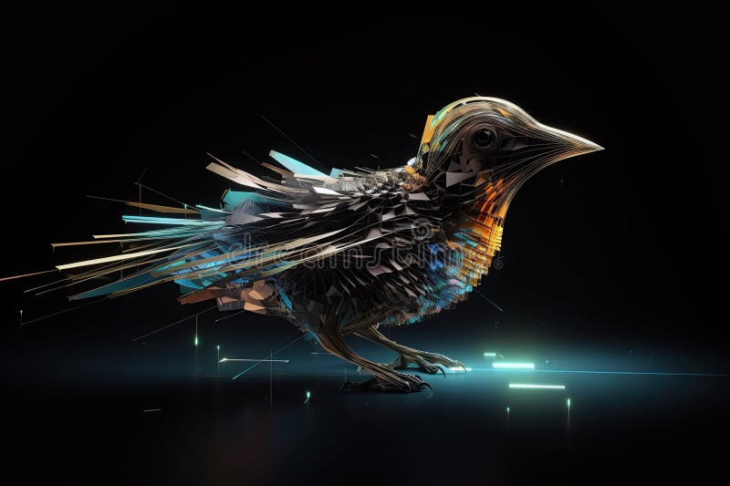 Futuristic Glowing Low Poly Flying Bird, Abstract Dark Bird Isolated on ...