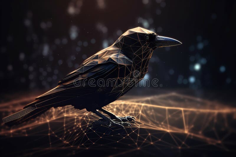 Futuristic Glowing Low Poly Flying Bird, Abstract Dark Bird Isolated on ...