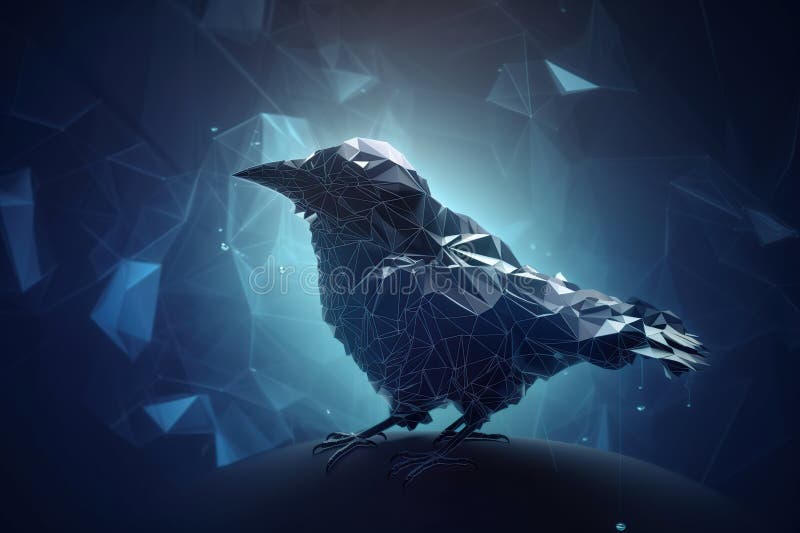 Futuristic Glowing Low Poly Flying Bird, Abstract Dark Bird Isolated on ...