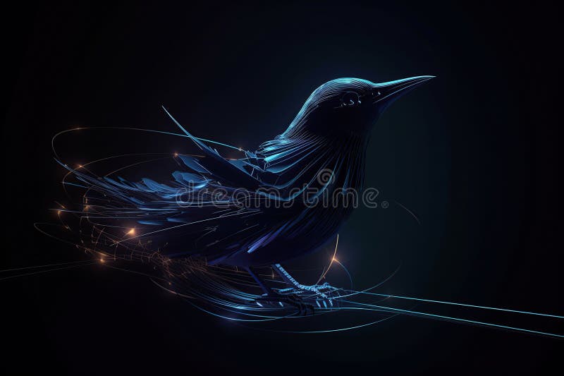 Futuristic Glowing Low Poly Flying Bird, Abstract Dark Bird Isolated on ...