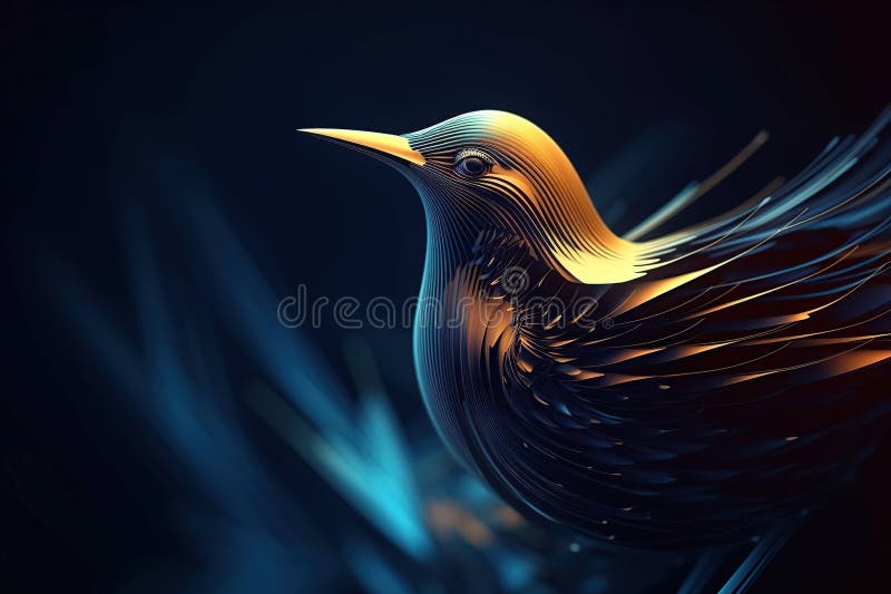 Futuristic Glowing Low Poly Flying Bird, Abstract Dark Bird on Dark ...