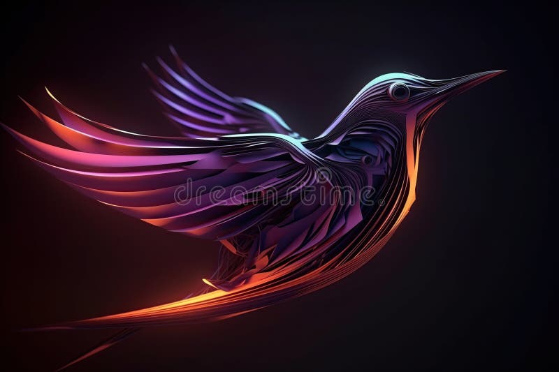 Futuristic Glowing Low Poly Flying Bird, Abstract Dark Bird Isolated on ...