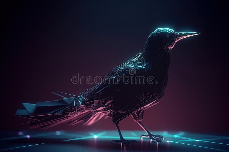 Futuristic Glowing Low Poly Flying Bird, Abstract Dark Bird Isolated on ...