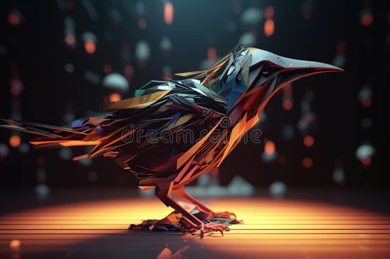 Futuristic Glowing Low Poly Flying Bird, Abstract Dark Bird Isolated on ...