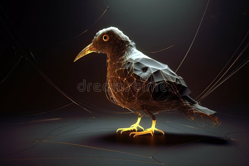 Futuristic Glowing Low Poly Flying Bird, Abstract Dark Bird Isolated on ...