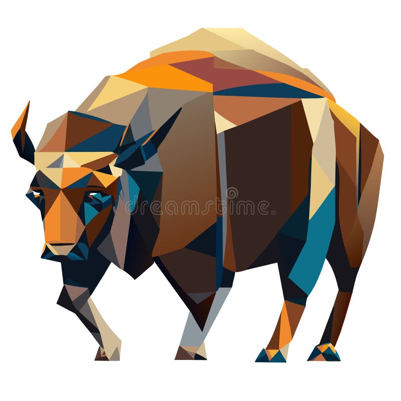 Low Poly Illustration of a Bison. Geometric Polygonal Illustration ...