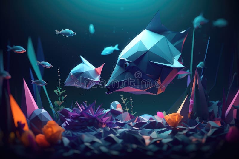 Low Poly Illustration of Fish. AI Generated Stock Illustration ...