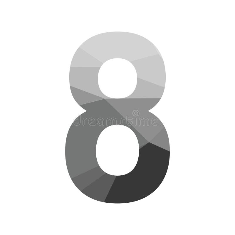 Grey Vector Polygon Eight Number Font with Long Shadow. Stock Vector ...