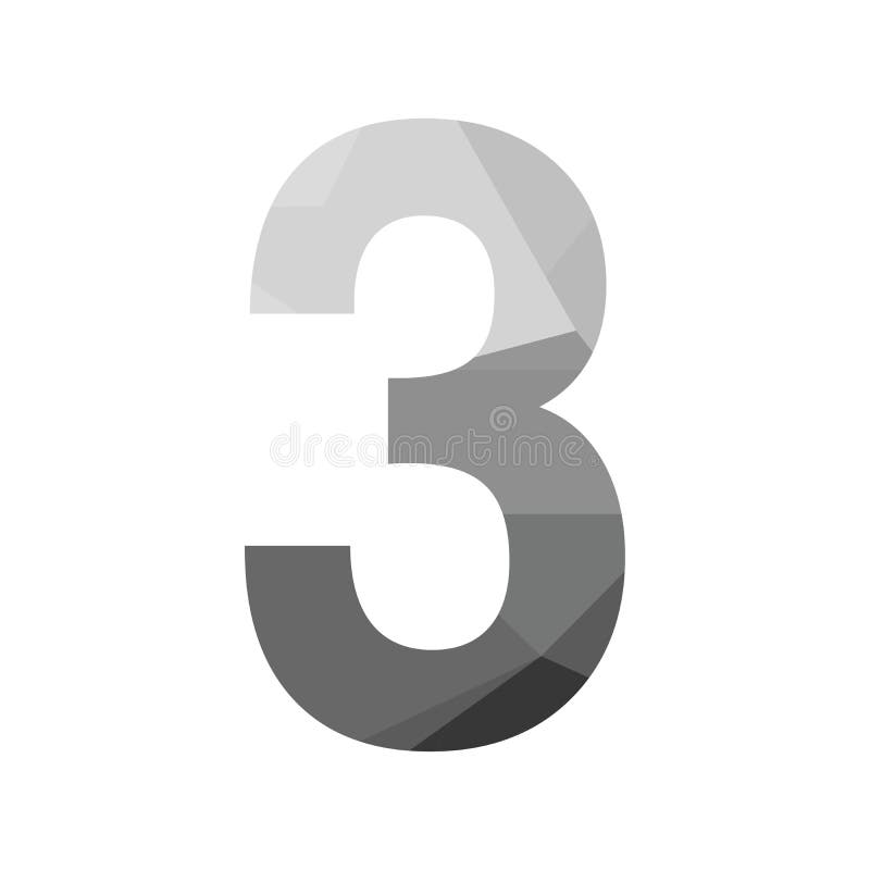 Grey Vector Polygon Three Number Font with Long Shadow. Stock Vector ...